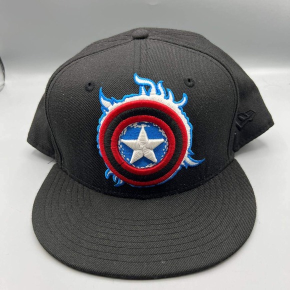 New Era | Accessories | Captain America Marvel Hat Men 8 Black 59fifty ...